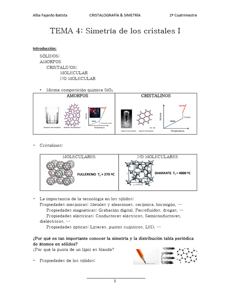 TEMA_4,_Cristalografía_y_Simetría[1] | PDF | Cristal | Cristalografía de rayos X