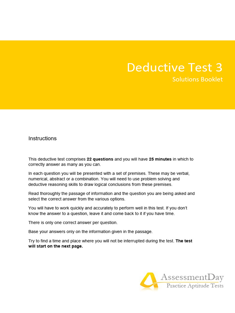 Deductive Reasoning Test Solutions | PDF | Deductive Reasoning | Logic