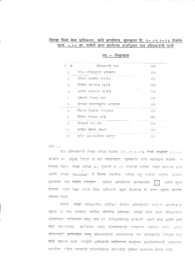 List of Candidates - 1 | PDF