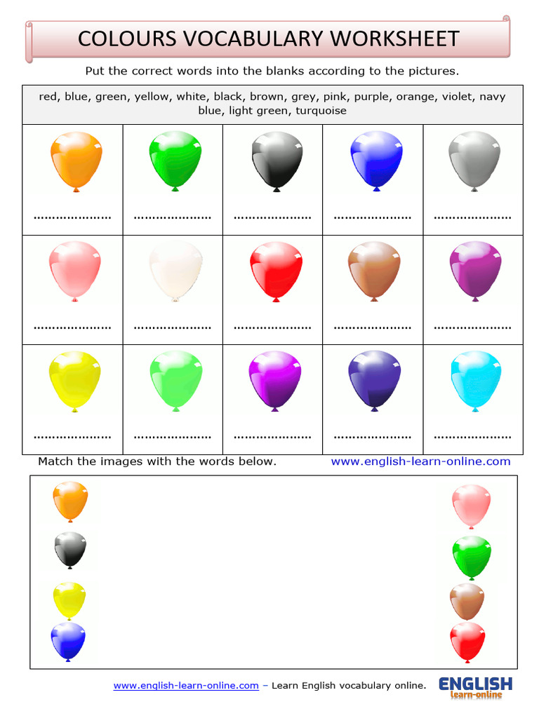 Colors Vocabulary Worksheet | PDF
