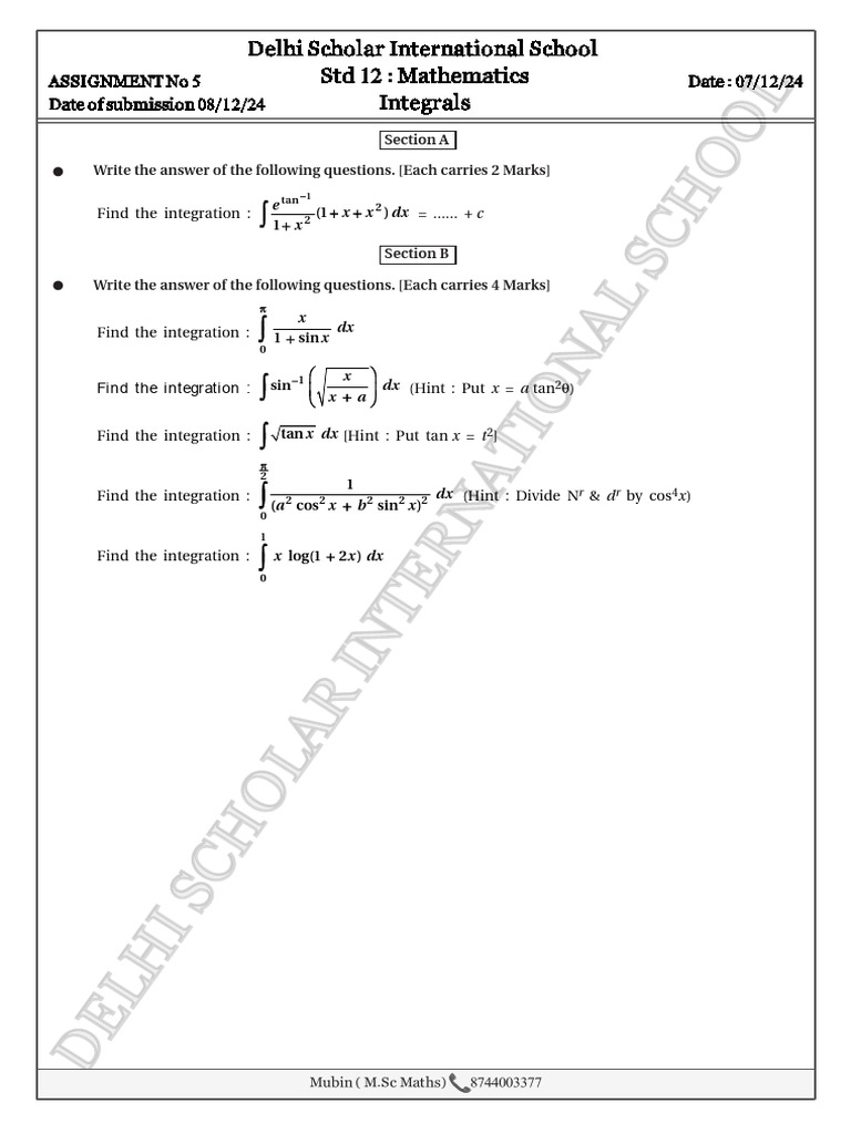 assignment 5 integrals | PDF