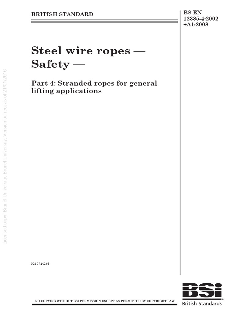 BS EN 12385-4-2002 + A1-2008 | PDF | Manufactured Goods | Rope