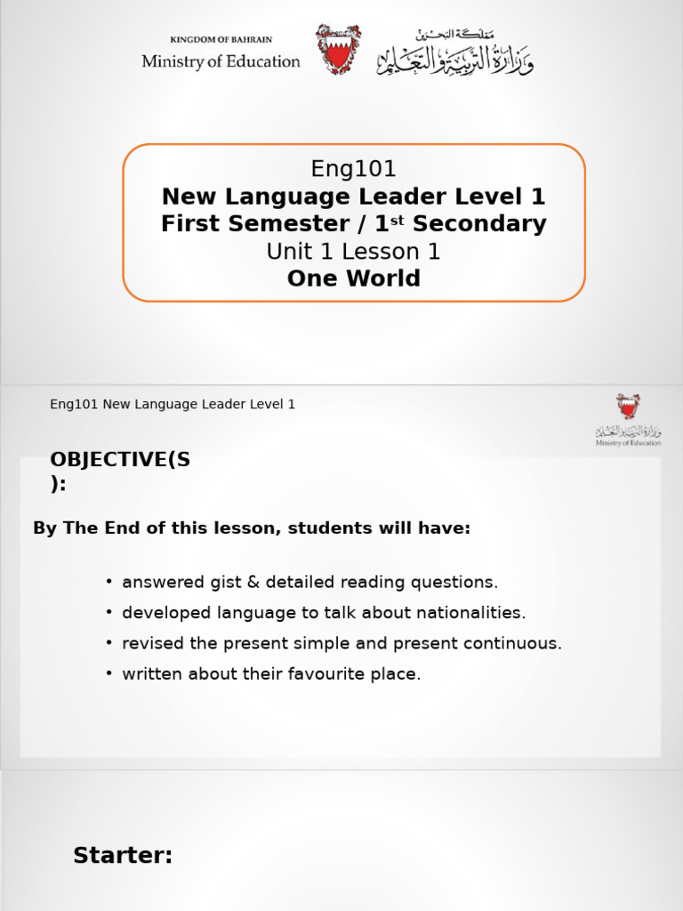 Eng-101-1-1-One-World | PDF | Asia | Africa