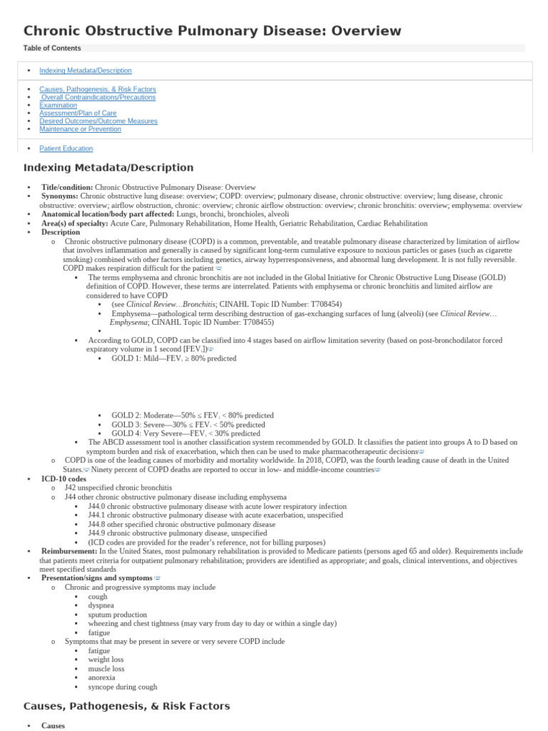 Chronic Obstructive Pulmonary Disease Reading | PDF | Chronic ...