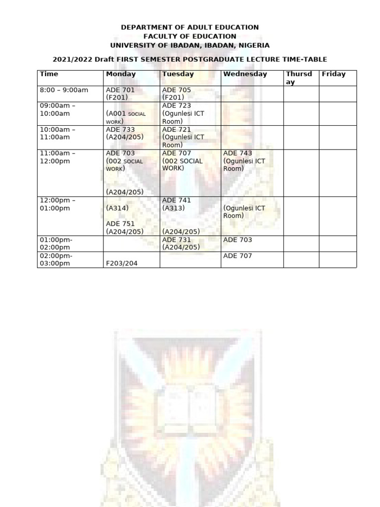 20212022 First Semester Postgraduate Lecture Time-table | PDF 20212022 First Semester Postgraduate Lecture Time-table | PDF