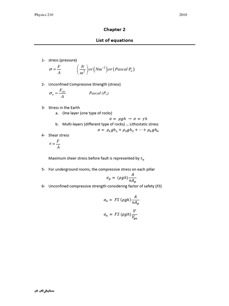 Engineering Stress Equations | PDF