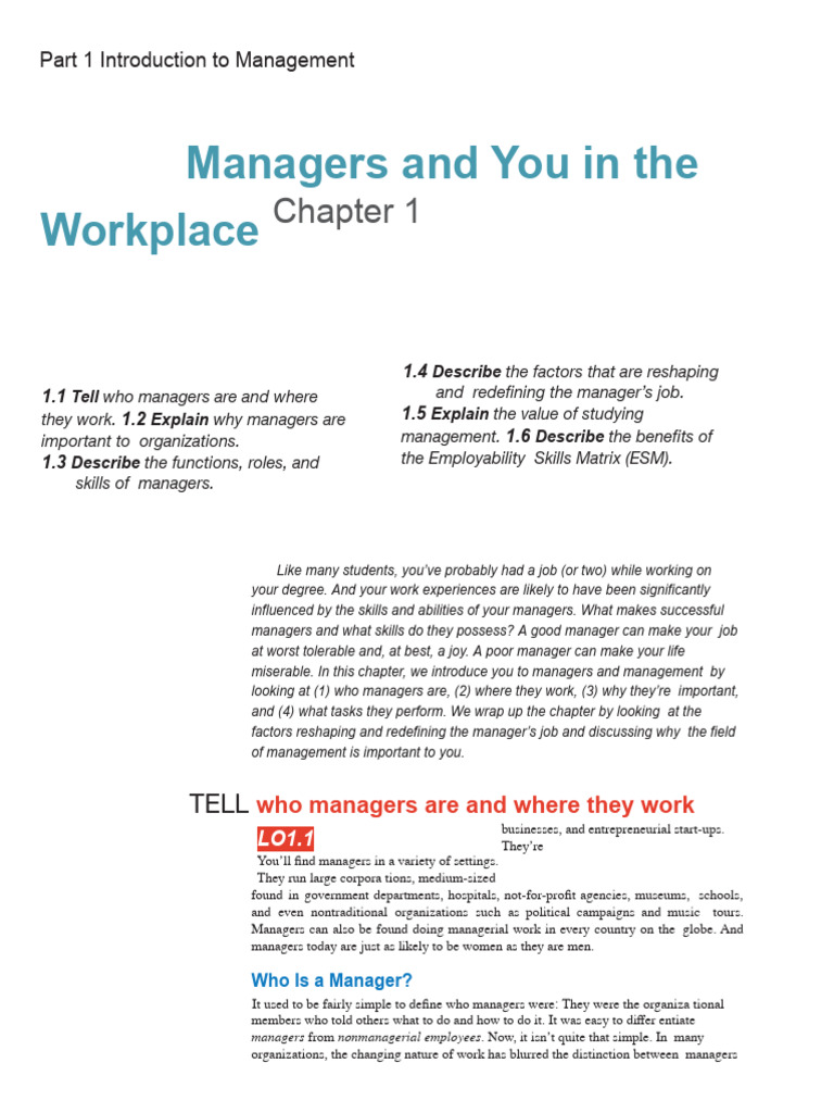 Chapter 1 Introduction To Management | PDF | Efficiency | Goal