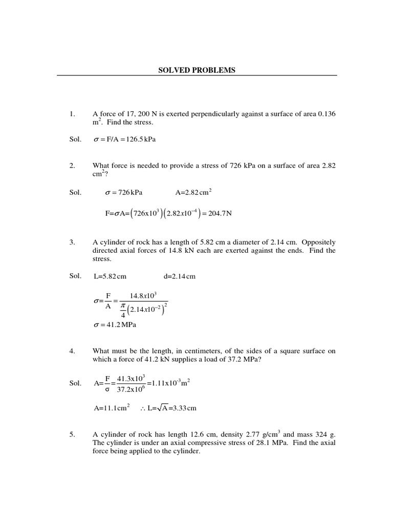 SOLVED PROBLEMS - Chapter 2 | PDF | Pascal (Unit) | Stress (Mechanics)