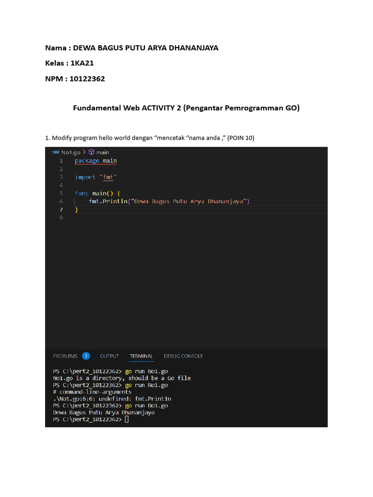 Pert2 - Act1 - Dewa Bagus Putu Arya Dhananjaya - 10122362 | PDF