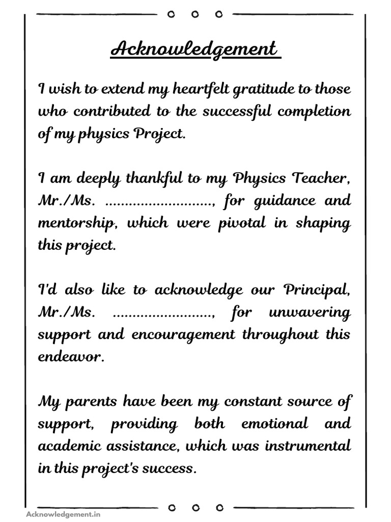 Physics Acknowledgement Sample | PDF