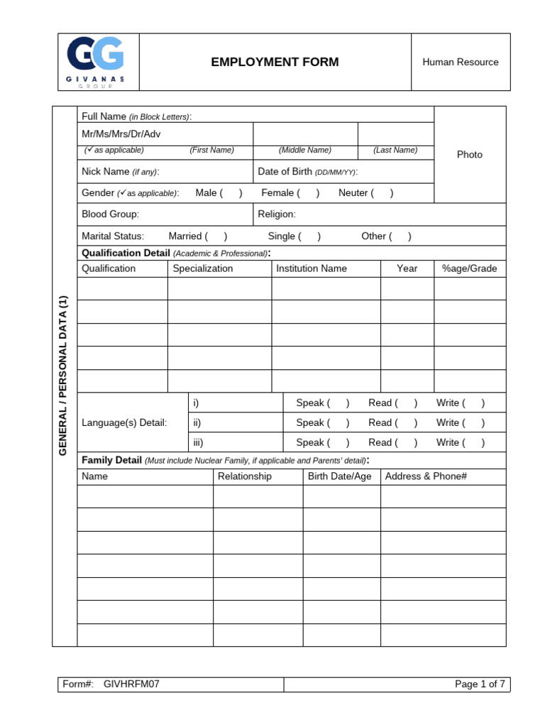 Employment Form GG | PDF | Employment