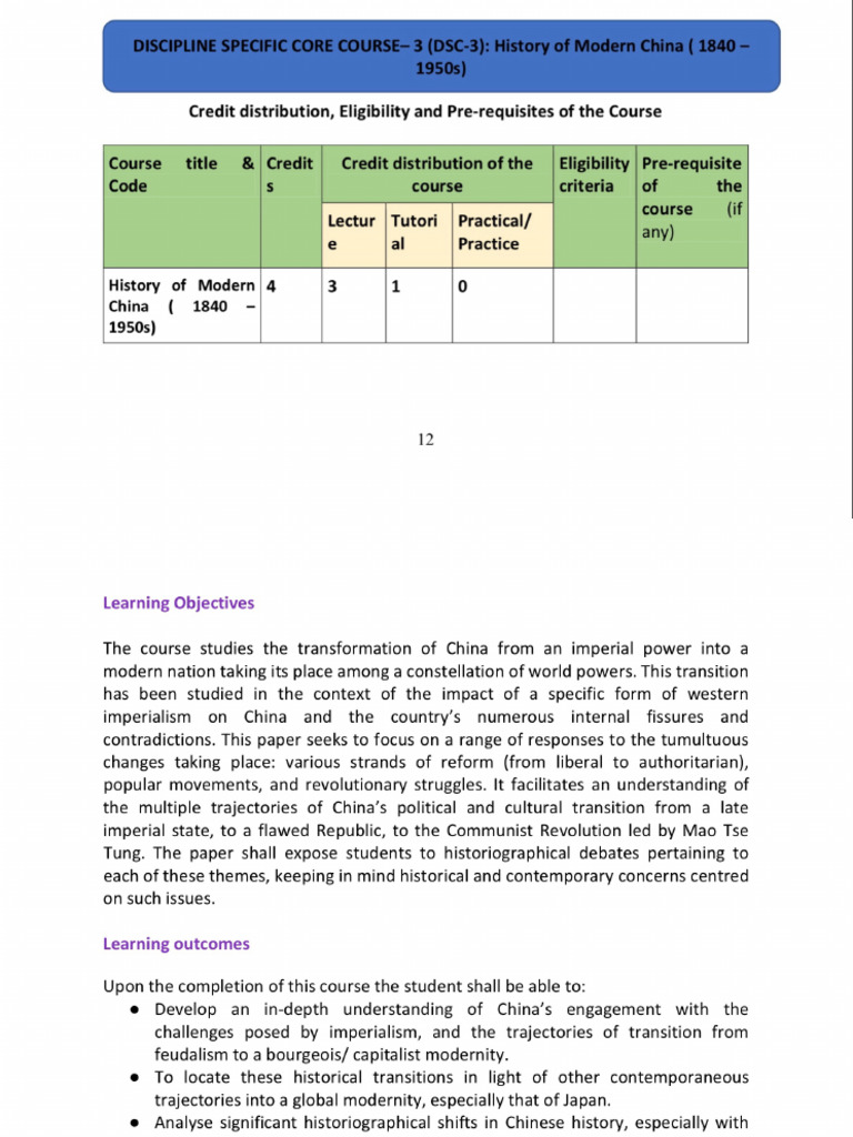 History of Modern China Syllabus | PDF