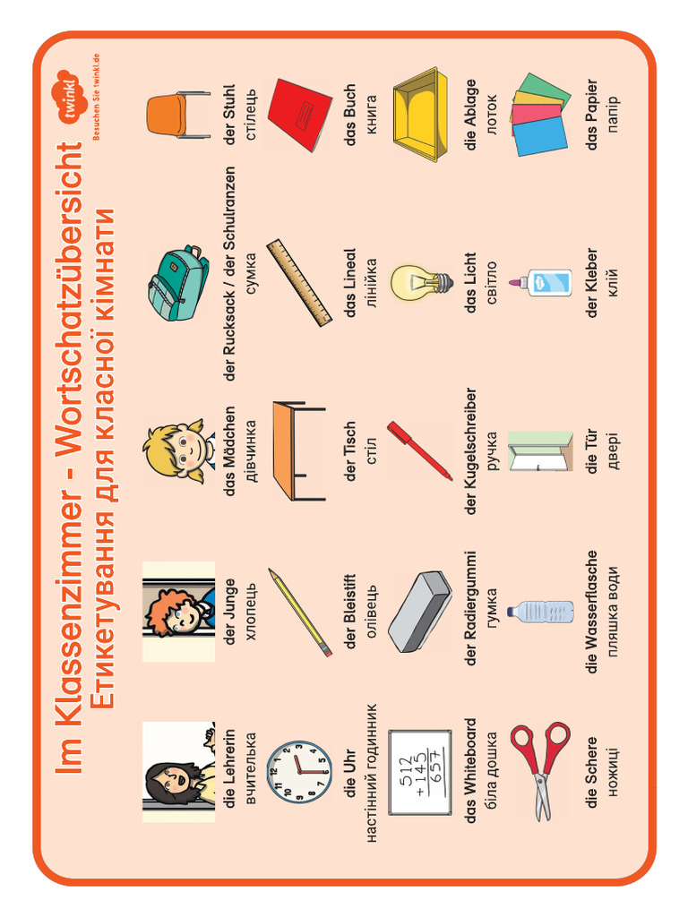 klassenzimmer wortschatz | PDF