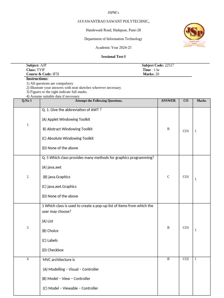 ajp paper setA(Answer paper) | PDF | Computer Programming | Computing