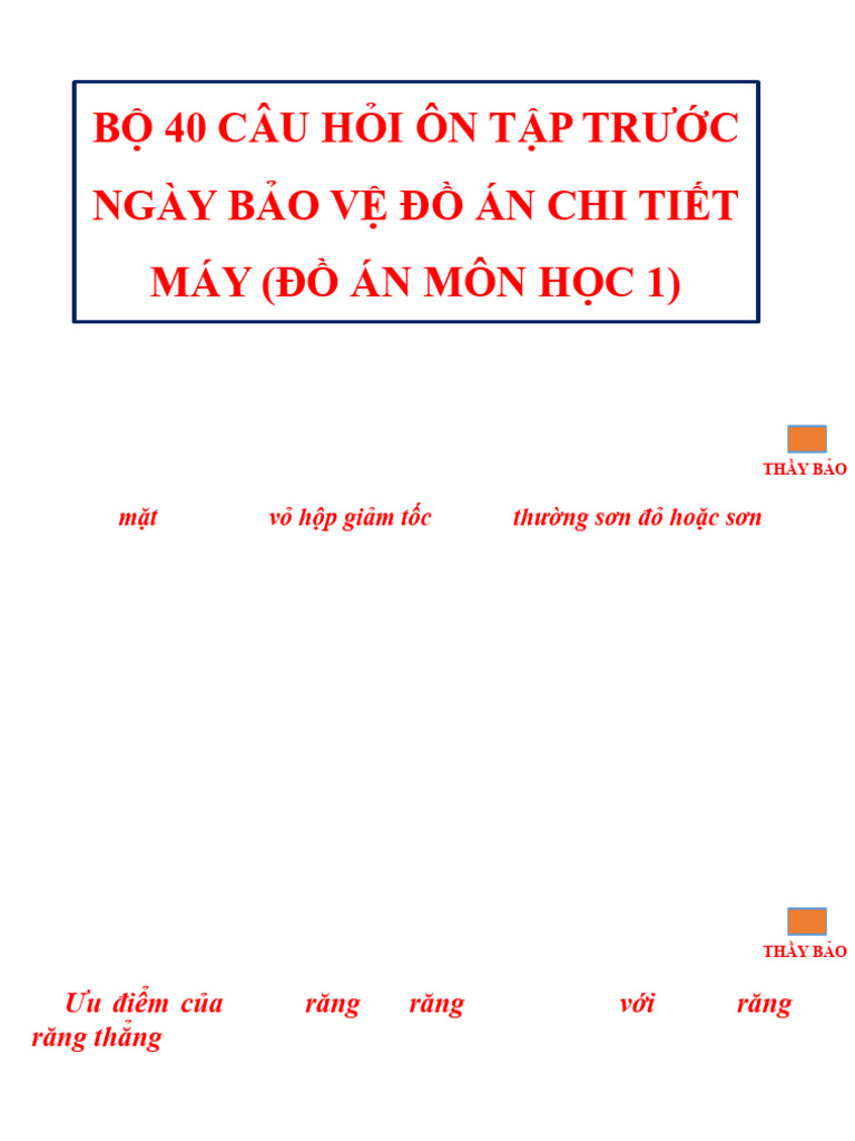 40 cau hoi bao ve do an chi tiet may | PDF