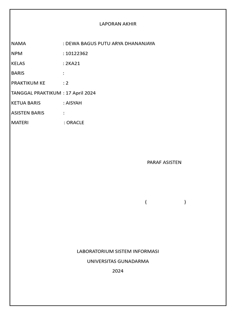 LP Praktikum Sistem Basis Data - Pert2 | PDF