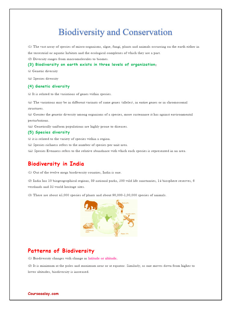 biodiversity and its conservation | PDF | Biodiversity | Conservation ...