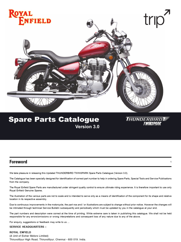 Royal Enfield Spare Parts Catalogue Version 3.0 | PDF | Carburetor | Brake