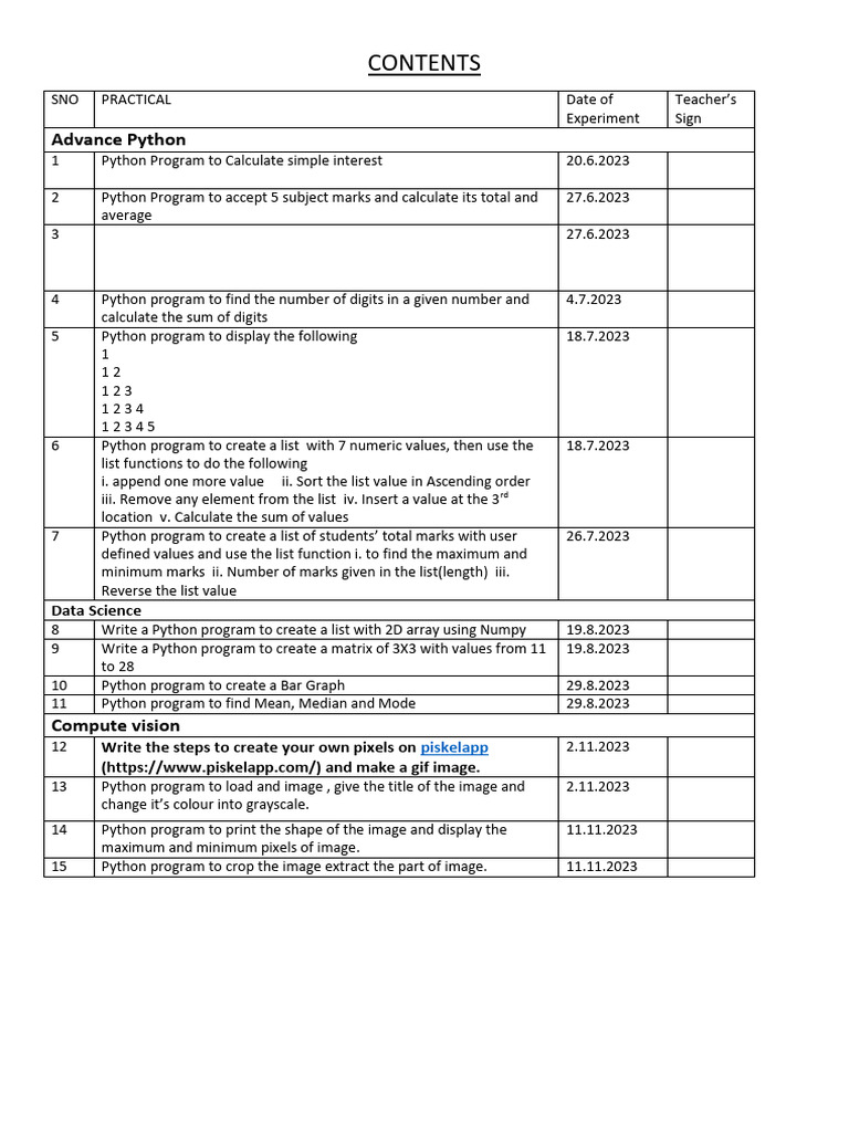 Python Programming Projects List | PDF