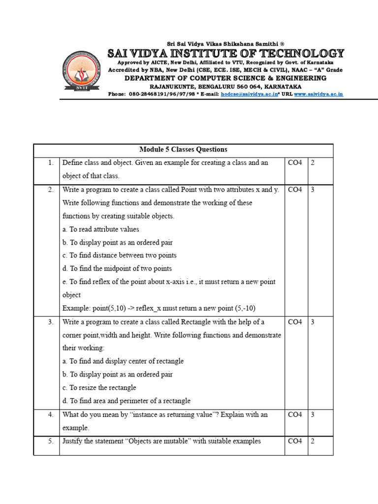 Module 5 Question Bank | PDF | Computer Science | Computer Programming