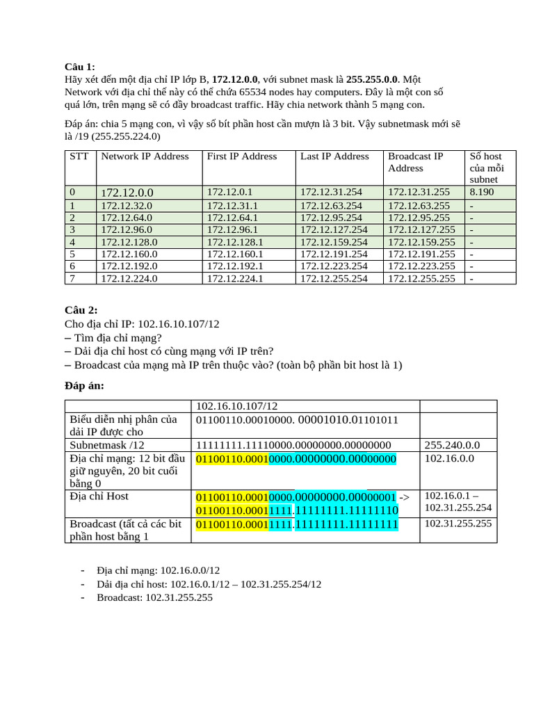 Bai tap IP_DapAn (1) | PDF