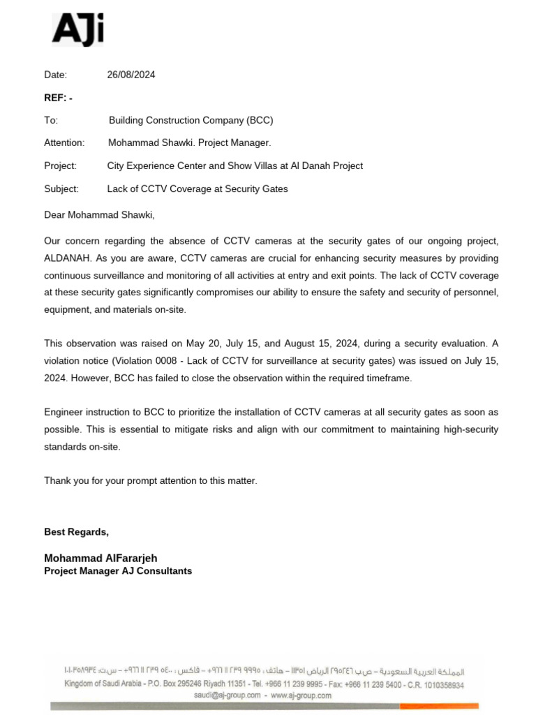 Lack of CCTV Coverage at Security Gates | PDF