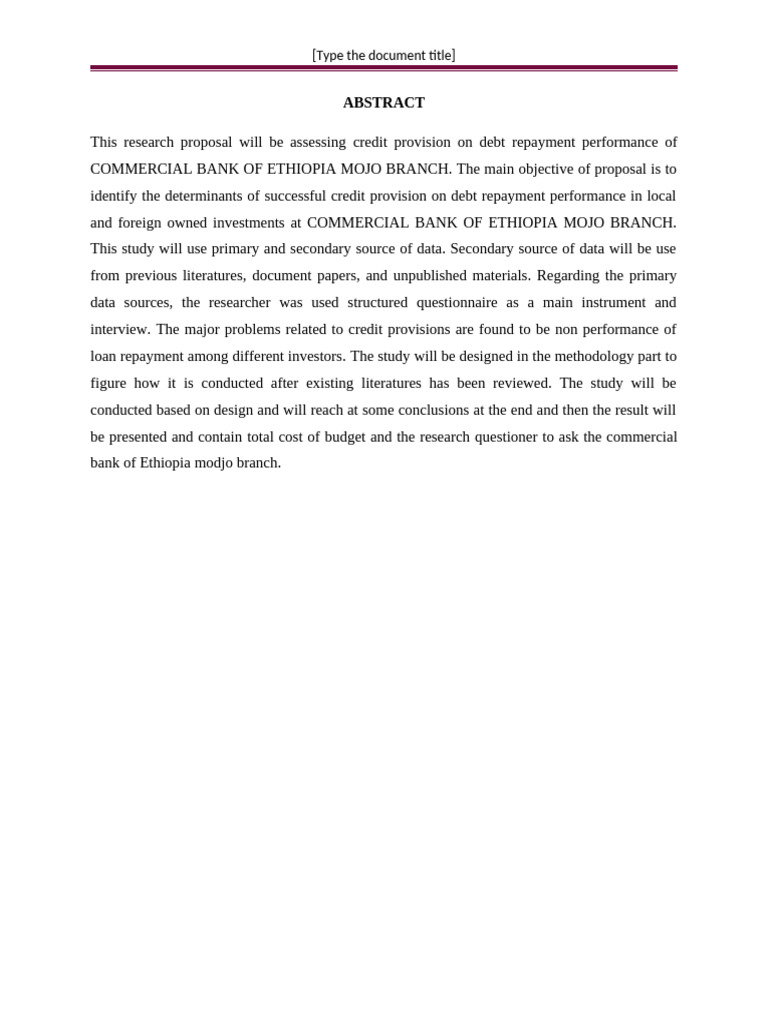 ABSTRAC1 | PDF | Banks | Loans