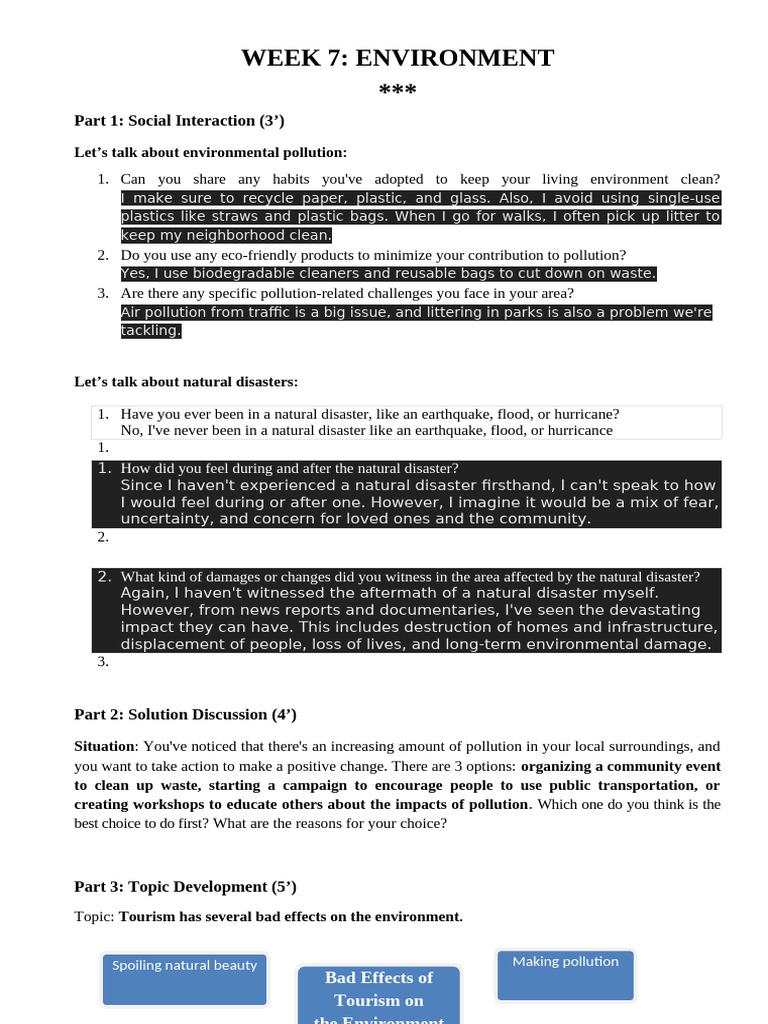 Week 7 - Unit 6 - Environment | PDF | Natural Disasters | Pollution