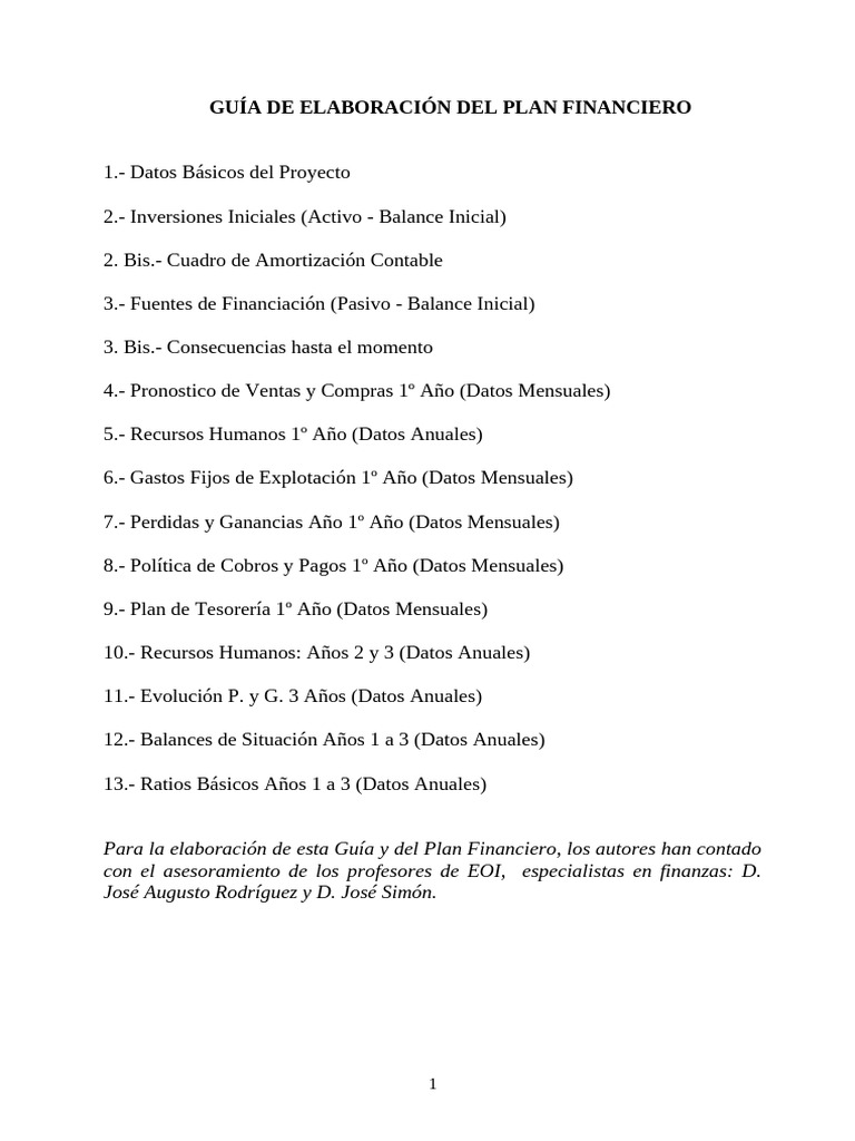 4 Guia Del Plan Financiero EOI | PDF | Margen bruto | Hoja de balance