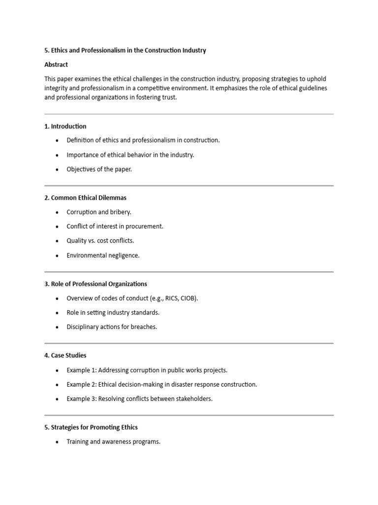 Ethics and Integrity in Construction | PDF