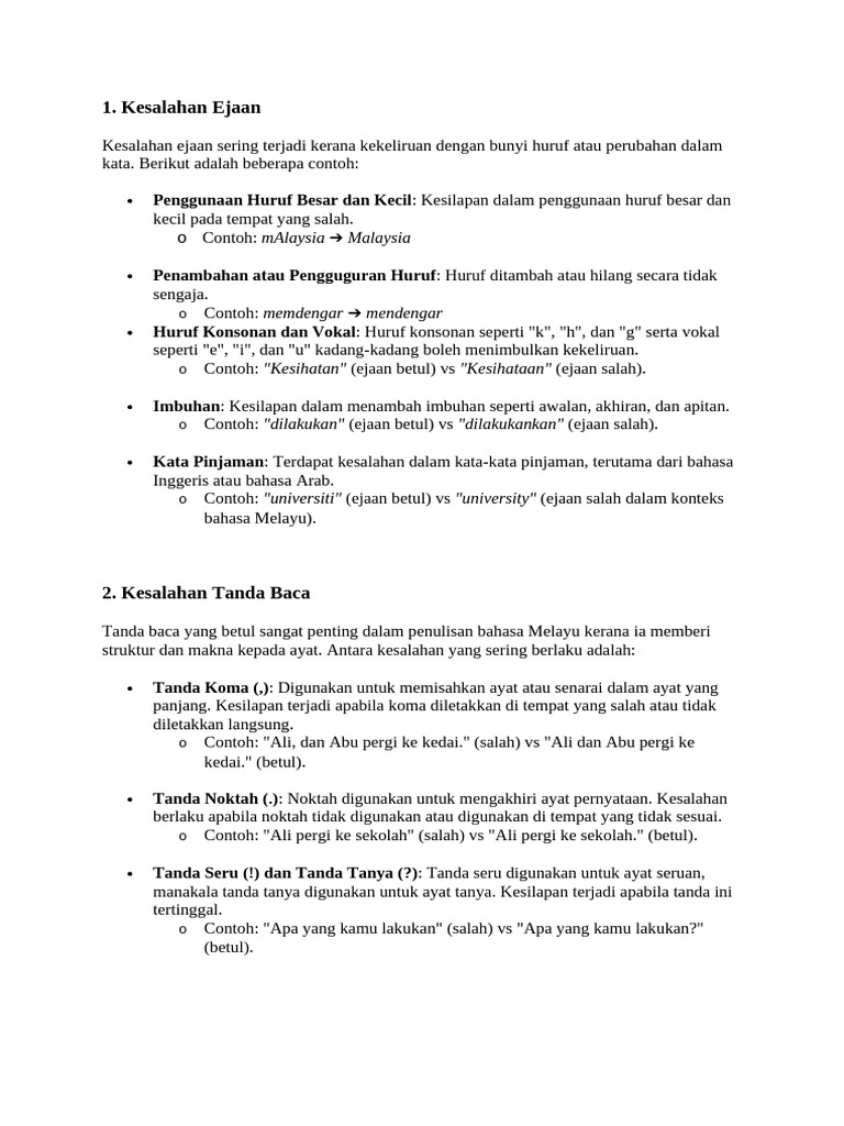 Kesalahan Ejaan, Tanda Baca Dan Kesalahan Nahu | PDF