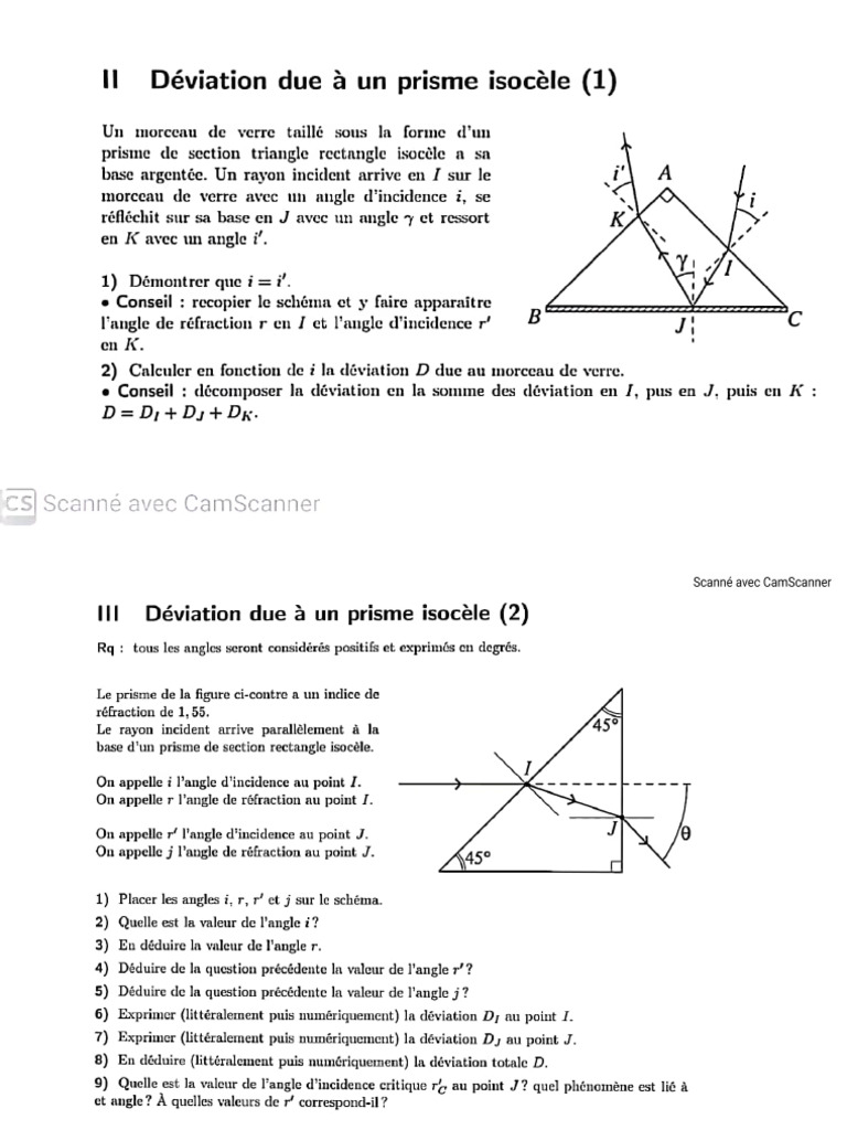 Problm Corrig D Optiq Geometrique | PDF