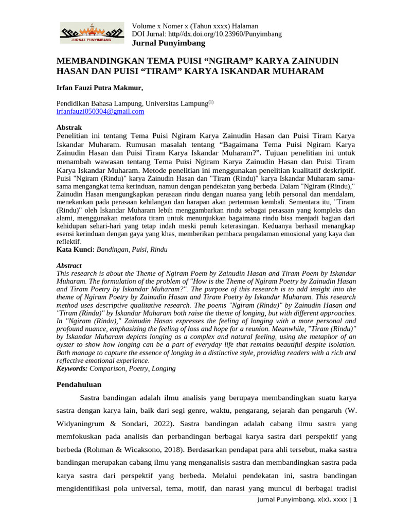 96 - Irfan Fauzi Putra Makmur - UAS Sastra Bandingan | PDF