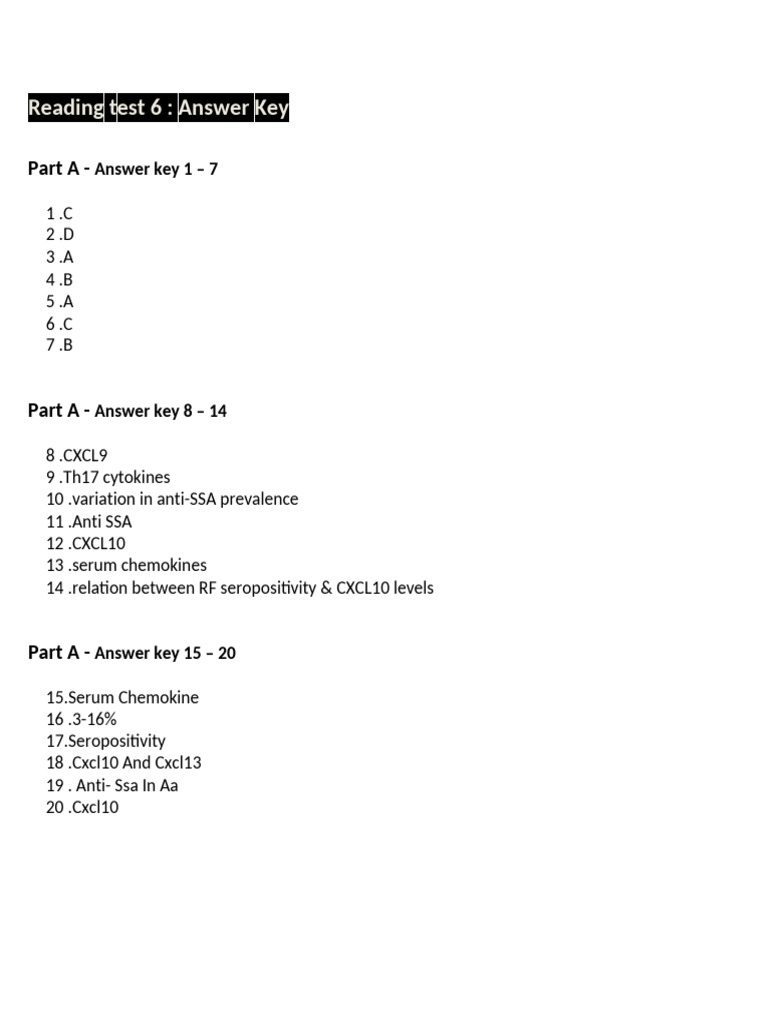 Answer of Reading | PDF