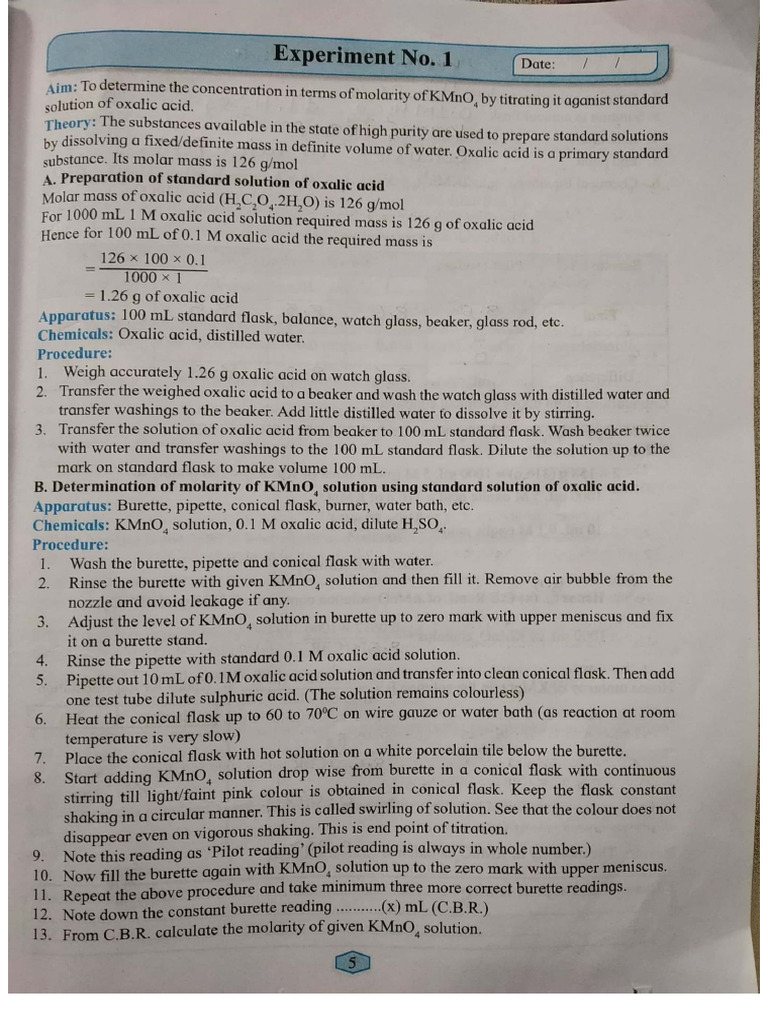 Chemistry Practical Book Vivekanand College Aurangabad | PDF