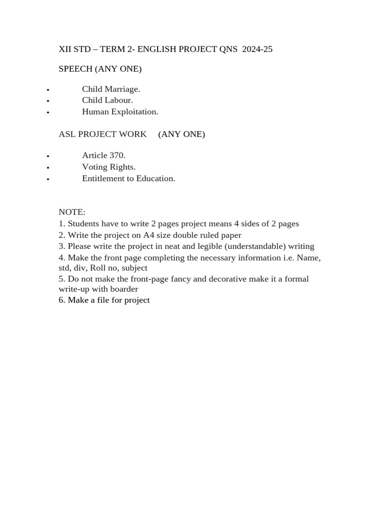 XLL STD ASL Final Project 24-25 | PDF