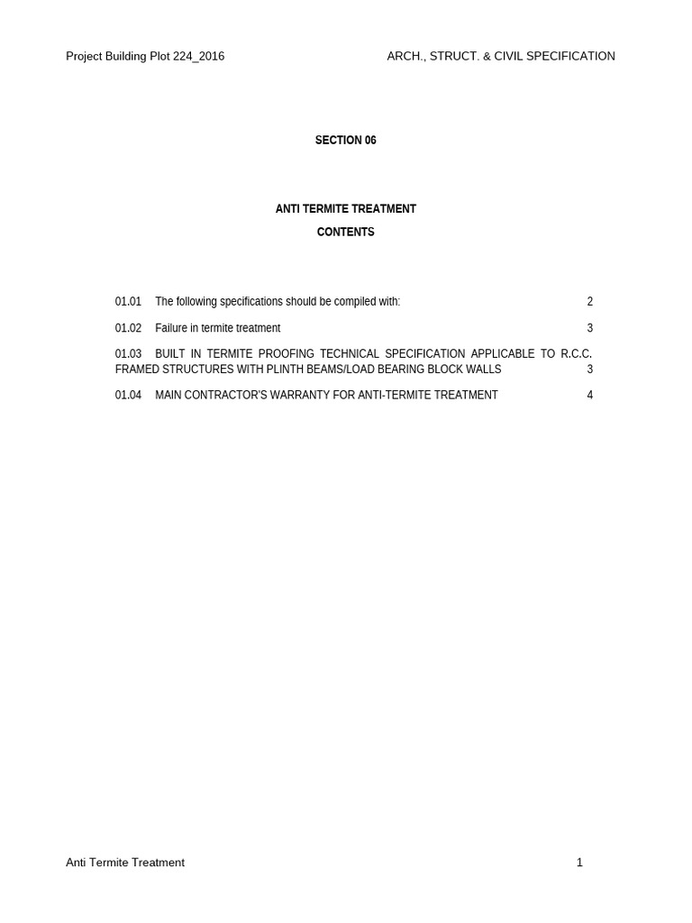 Anti-Termite Treatment Specifications | PDF | Soil | Insecticide