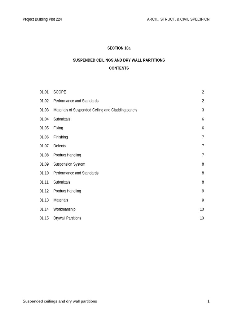 Section 16a - Suspended Ceilings and Dry Wall Partitions | PDF ...