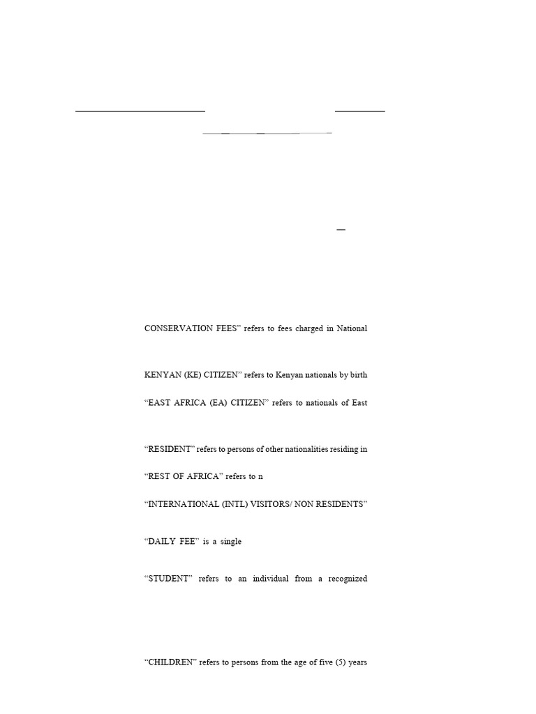 Kenya Wildlife Conservation Fees 2023 | PDF