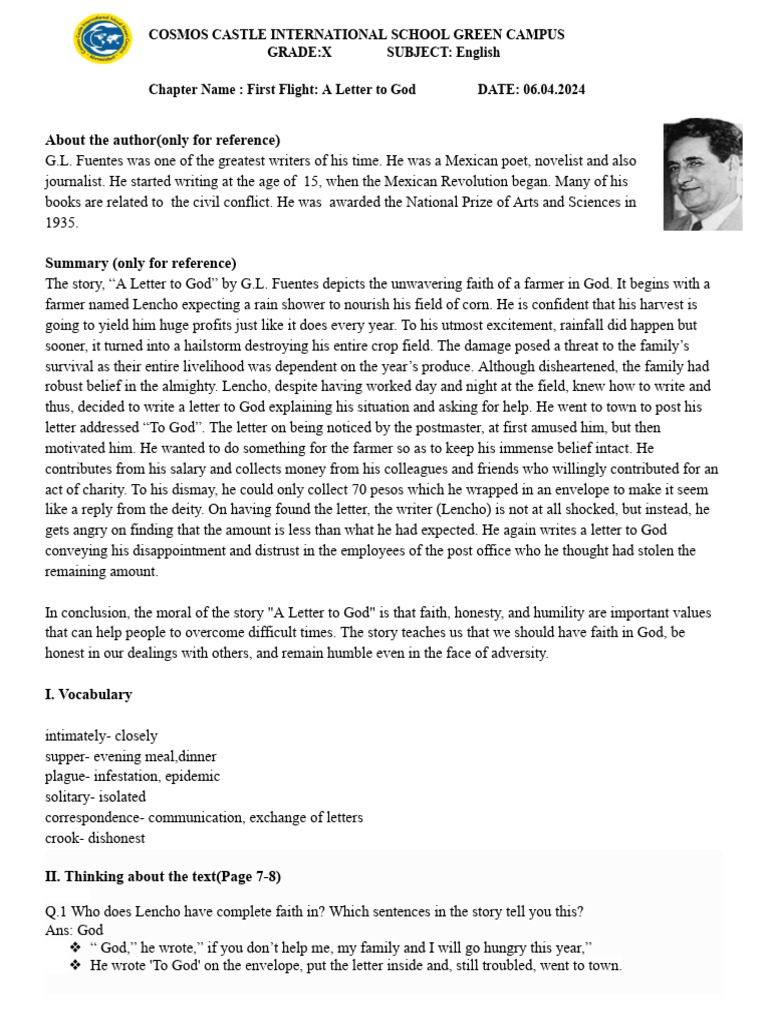 A Letter to God: Faith and Resilience | PDF