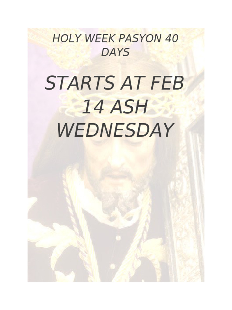 Holy Week Pabasa NG Pasyon 40 Days | PDF