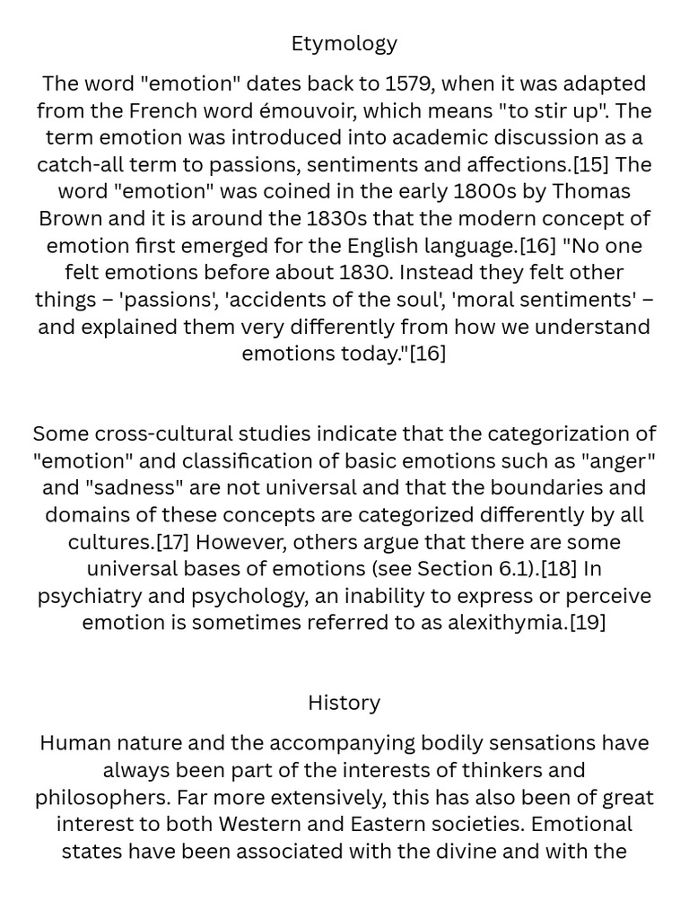 History and Etymology of Emotion | PDF | Emotions | Psychology