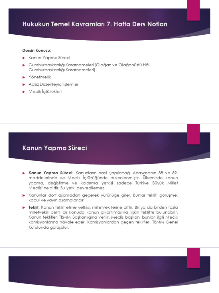 Hukukun Temel Kavramlari 7. Hafta Der Notlari | PDF