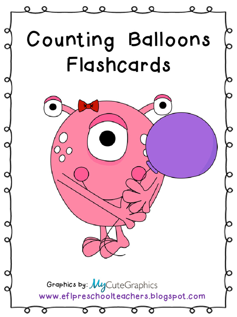 Counting Balloons Flashcards: Graphics by | PDF