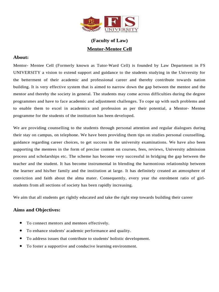 Mentor - Mentee Cell | PDF | Mentorship | Disciplines