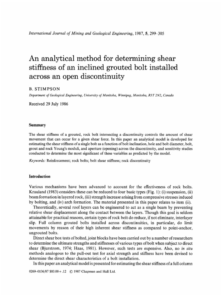 Stimpson - 1987 - An Analytical Method For Determining Shear Stiffness ...