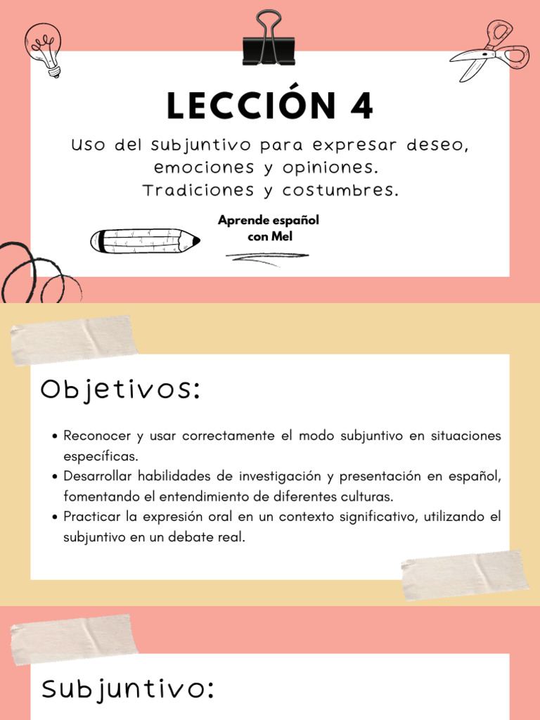 L4 - Subjuntivo para Expresar Deseo y Expresar Tradiciones | PDF | Verbo