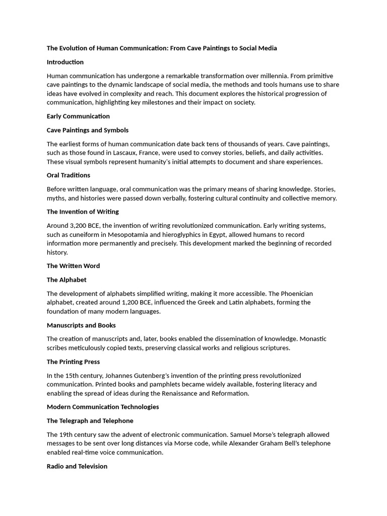 The Evolution of Human Communication | PDF | Communication | Telephone