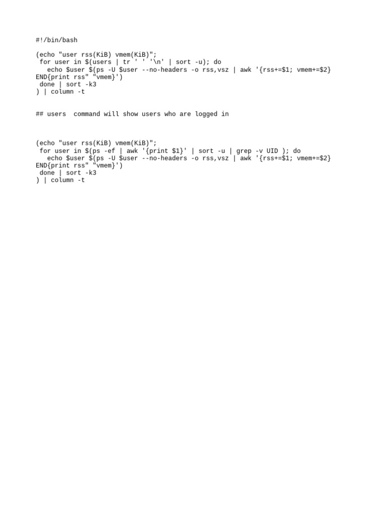 User Memory Usage Report Script | PDF