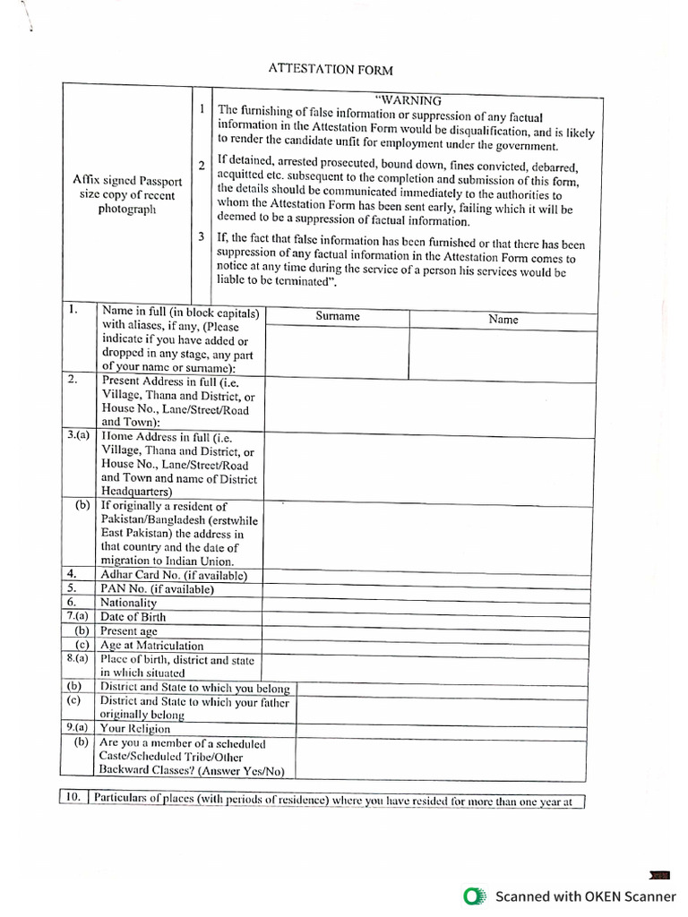 Attestation Form | PDF